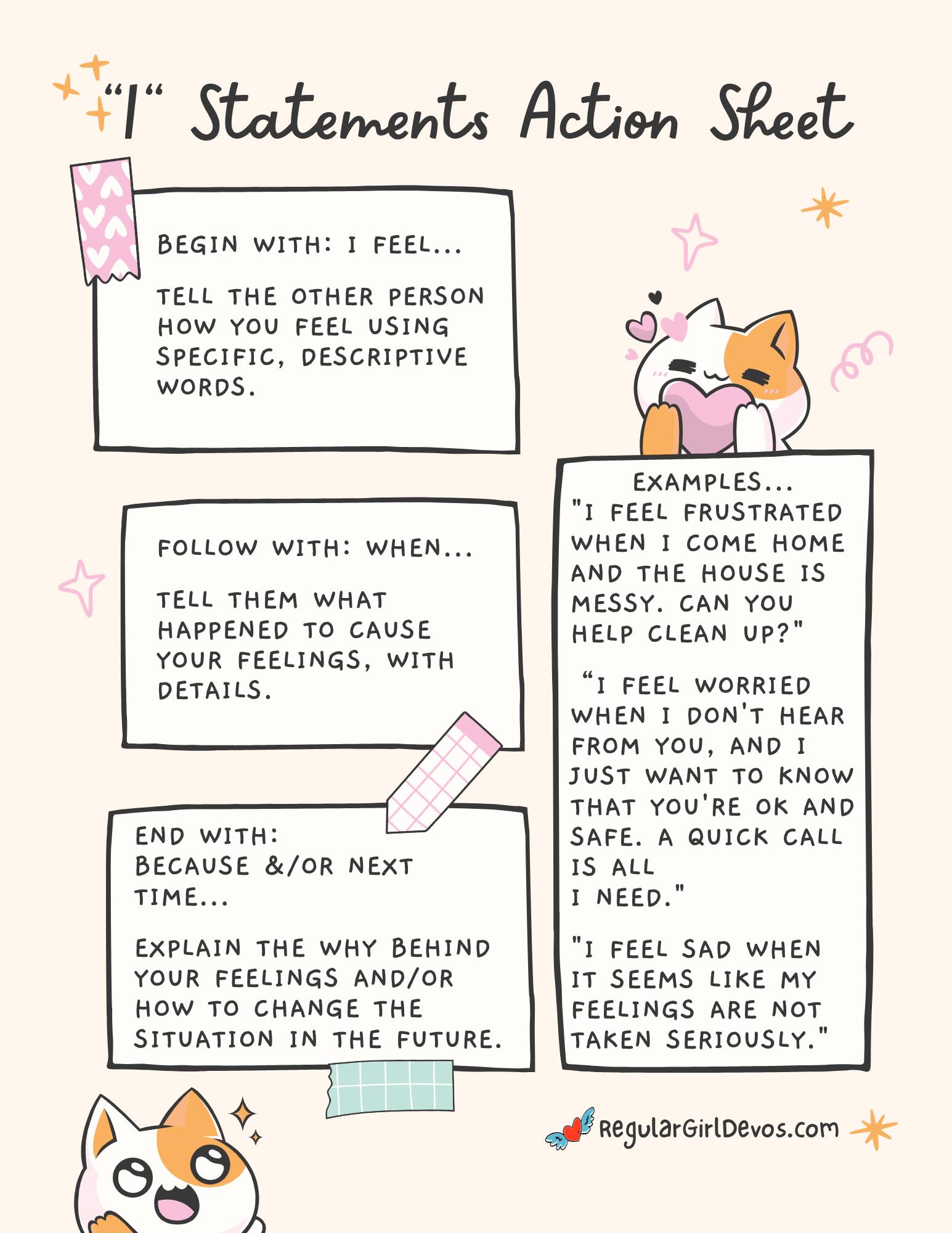 “I” Statements Action Sheet – Regular Girl Devos